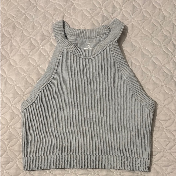 aerie | Tops | Gray Ribbed Knit Halter Top | Poshmark